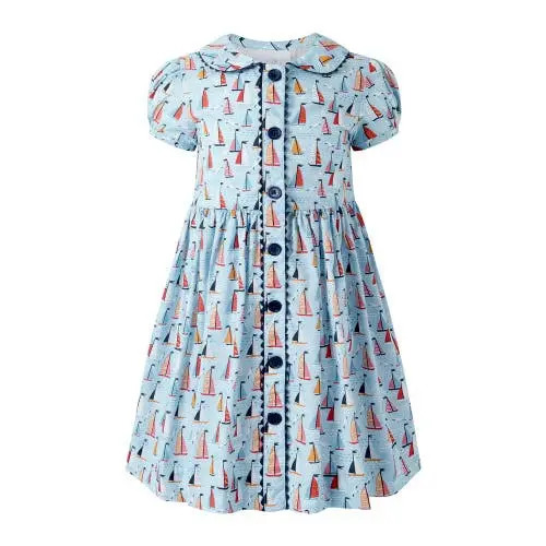RACHEL RILEY Sailboat Print Button-front Dress - Blue
