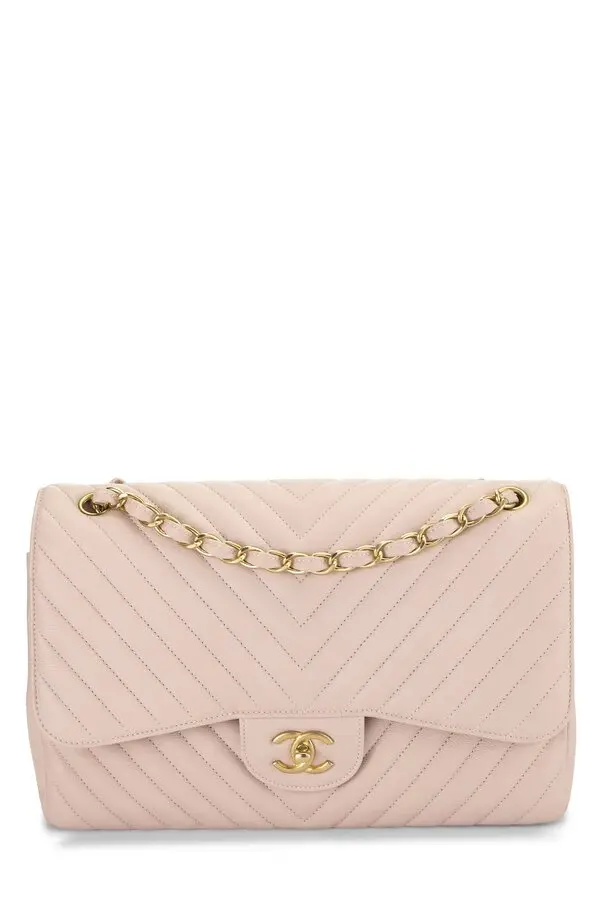 Chanel Calfskin Chevron Flap - Pink
