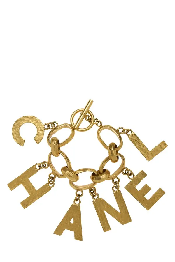 Chanel Logo Letter Charm Bracelet - Gold
