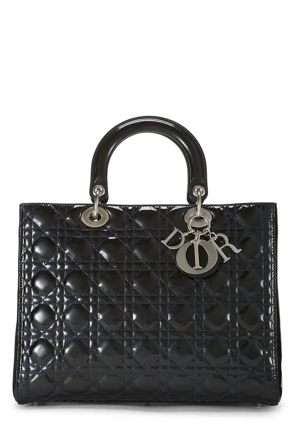 Dior Cannage Patent Leather Lady - Navy