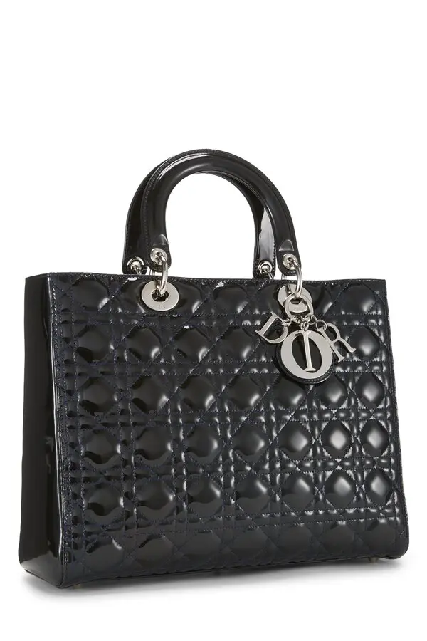 Dior Cannage Patent Leather Lady - Navy