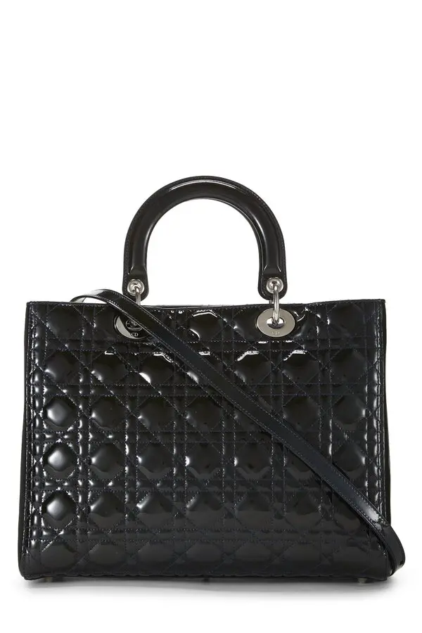 Dior Cannage Patent Leather Lady - Navy