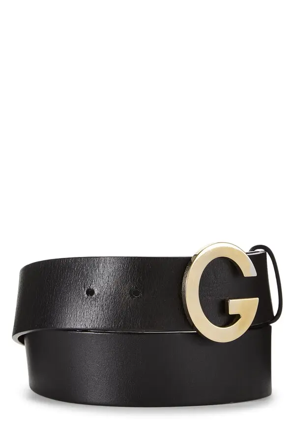 Gucci G Buckle Leather Belt - Black