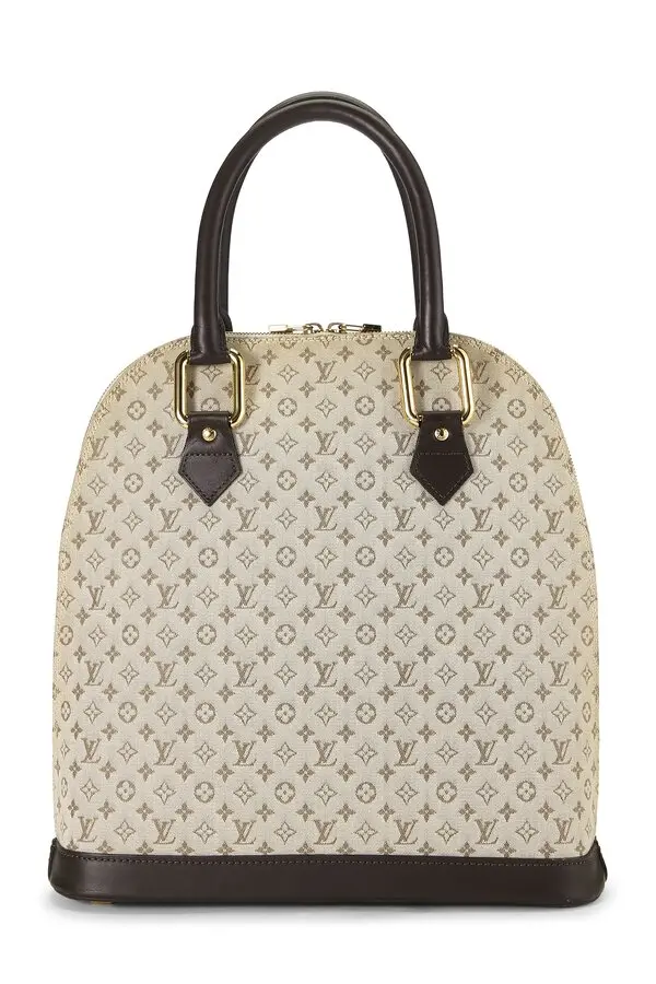 LOUIS VUITTON Cream & Monogram Mini Lin Alma Haut - Brown