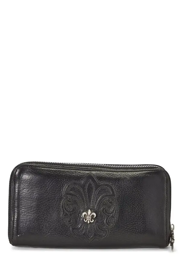 Chrome Hearts Leather Bs Fleur Zip Around Wallet - Black