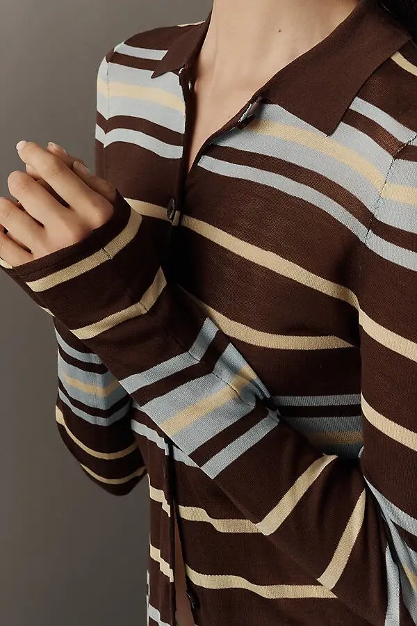 ALIGNE Sue Ellen Collared Button-front Top - Brown