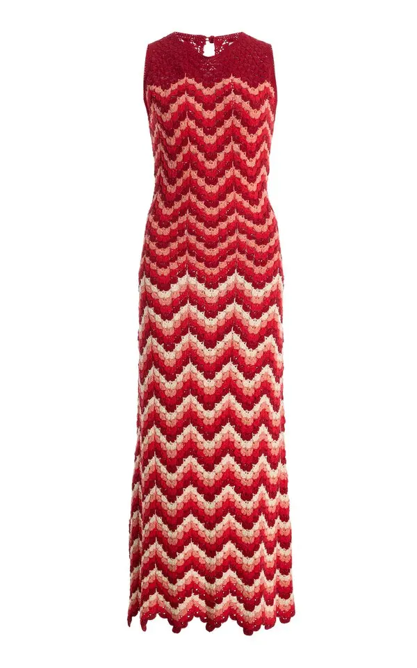 Escvdo Cuenca Crochet Cotton Midi Dress - Red