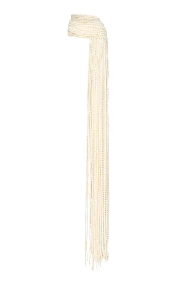 Alaïa Beaded Knit Scarf - White