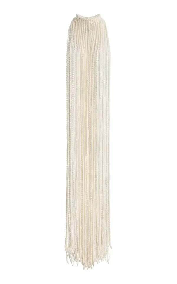 Alaïa Beaded Knit Scarf - White