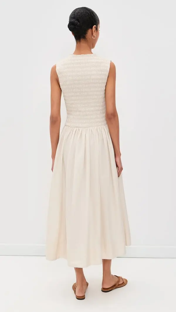 PISTOLA Gladys Poplin Midi Dress - Oyster Shell