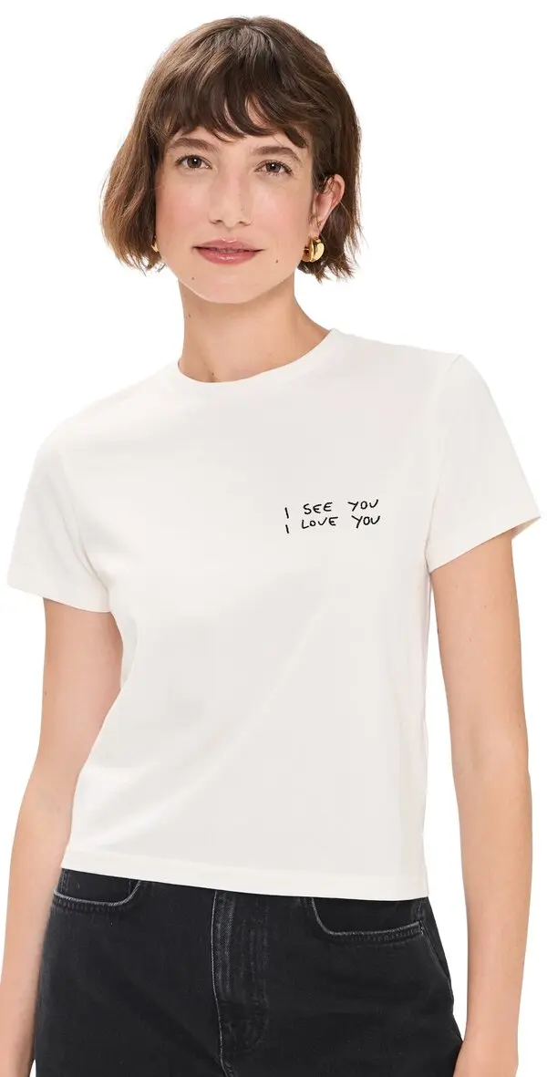 ANINE BING I See You I Love You Shelley Tee - Washed Cream
