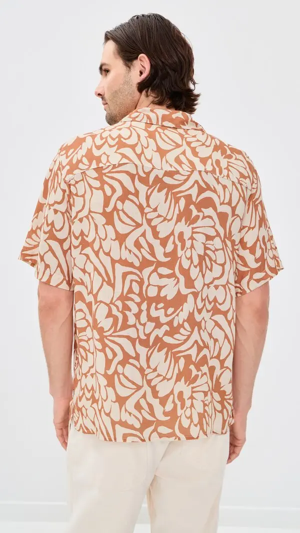 WAX LONDON Two-tone Floral Didcot Shirt - Tan/beige