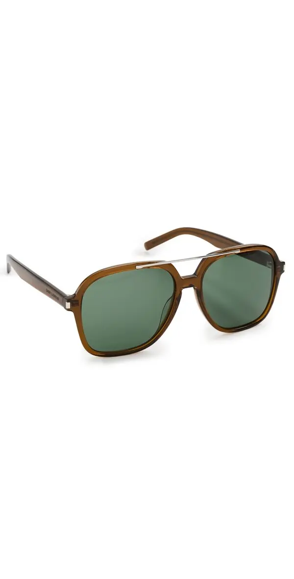Saint Laurent Sl 545 Aviator Sunglasses - Brown/green
