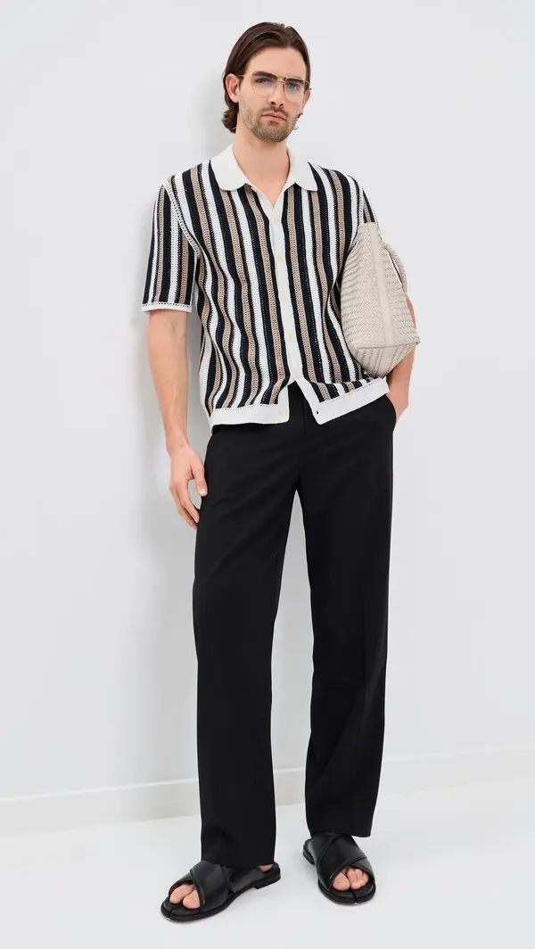 WAX LONDON Stripe Crochet Porto Shirt
