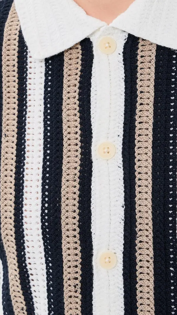 WAX LONDON Stripe Crochet Porto Shirt