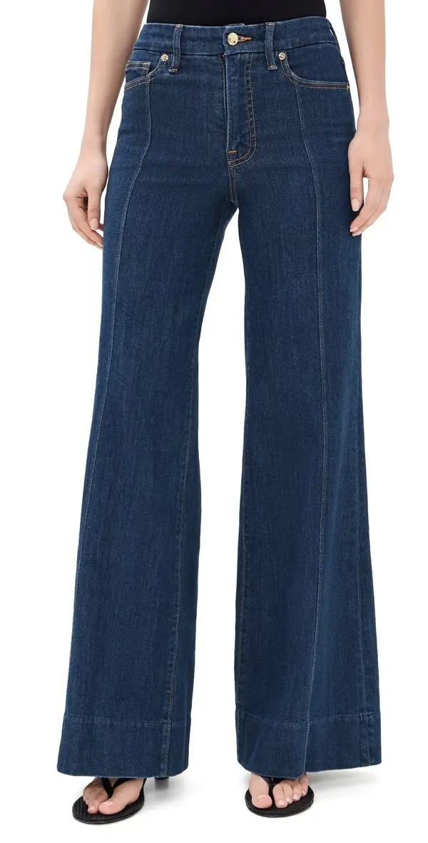 Good American Good Waist Palazzo Jeans - Indigo1169