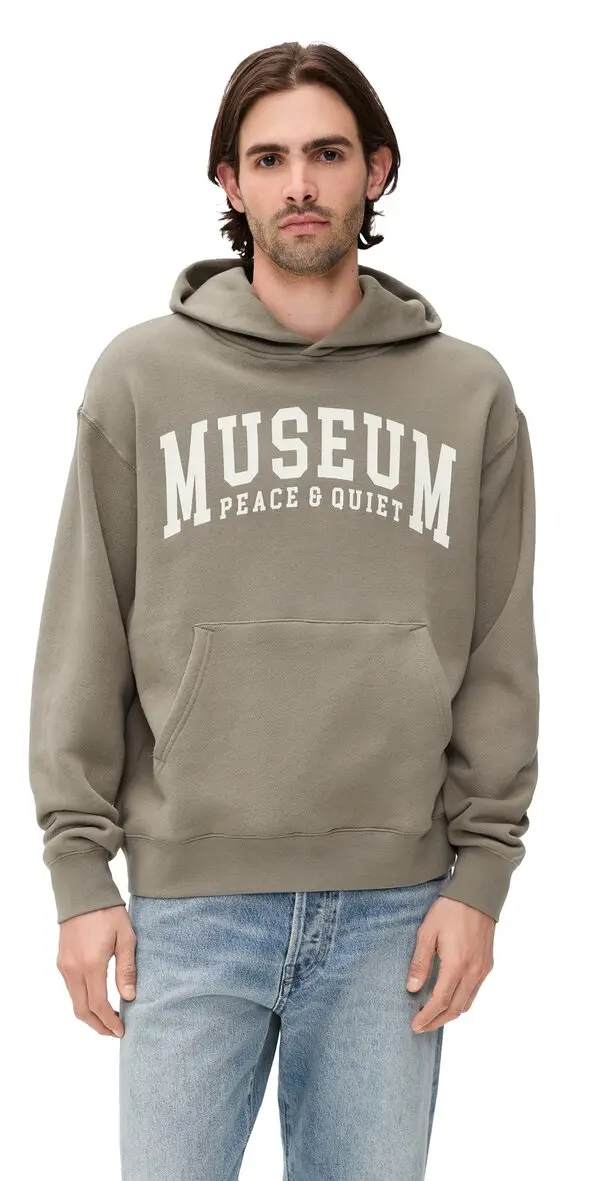MUSEUM OF PEACE & QUIET Logo Fleece Hoodie - Sepia