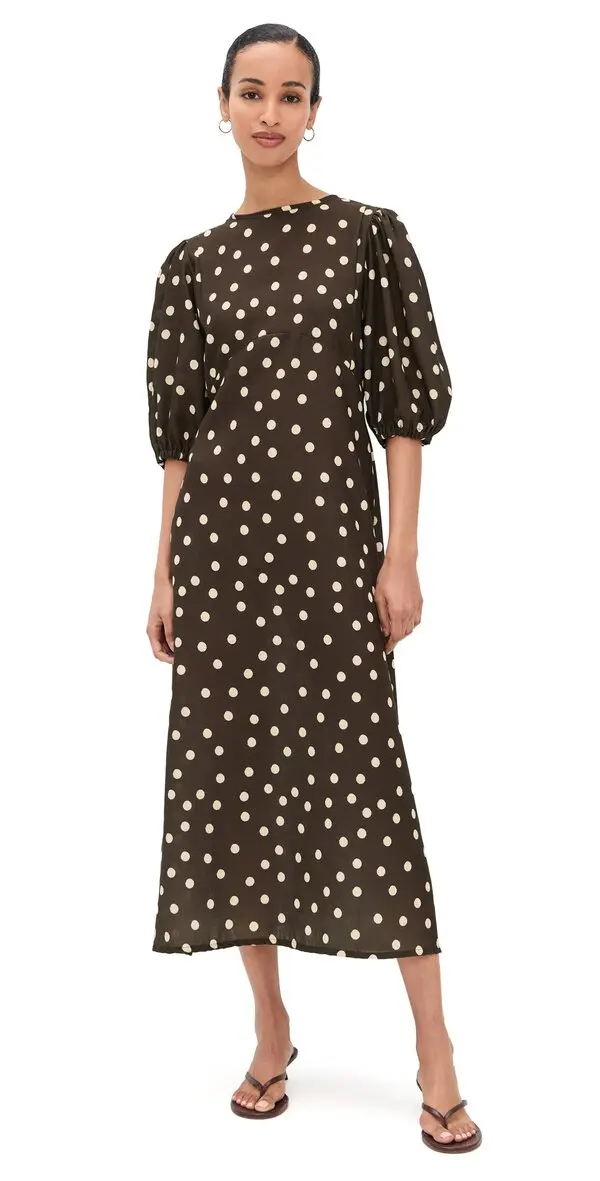 THE LULO PROJECT The Dawn Dress - Polka Dots Brown