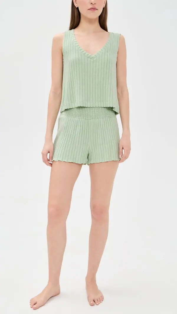 Z Supply Smocked Ribbed Jersey Shorts