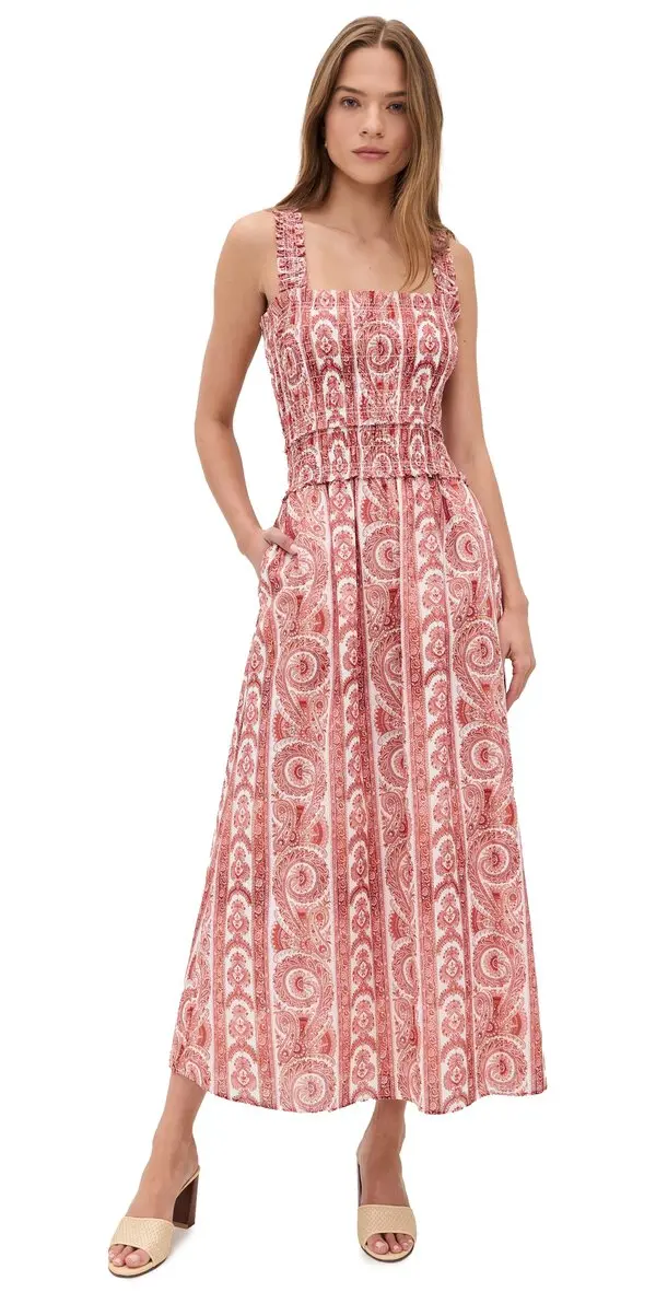 Hill House Home Azalea Maxi Nap Dress - Corsica Paisley Coral
