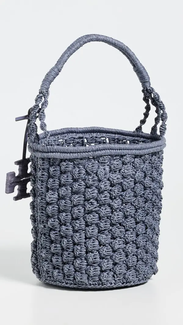 Tory Burch Ella Hand Crochet Bucket Bag - Gray