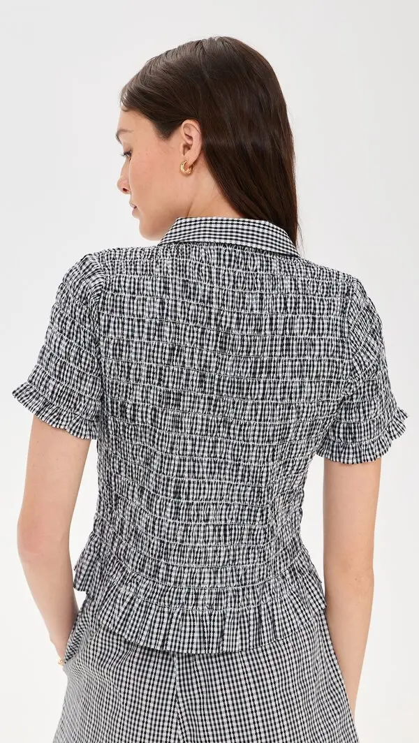 Rails Alton Gingham Check Smocked Top