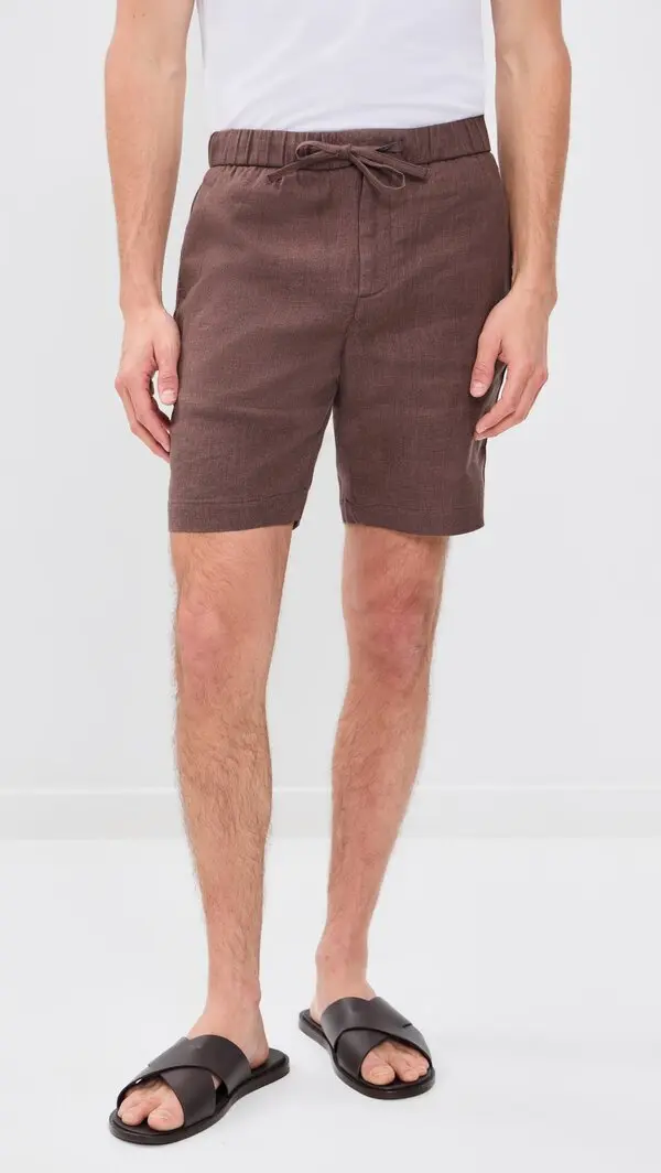 Frescobol Carioca Felipe Linen Blend Shorts - Brown