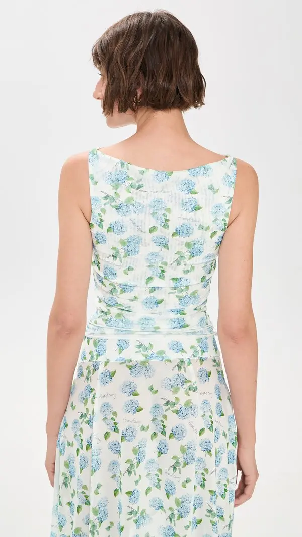 HOUSE OF SUNNY Hydrangea Double Layer Mesh Top - Soft Blue