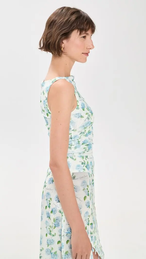 HOUSE OF SUNNY Hydrangea Double Layer Mesh Top - Soft Blue