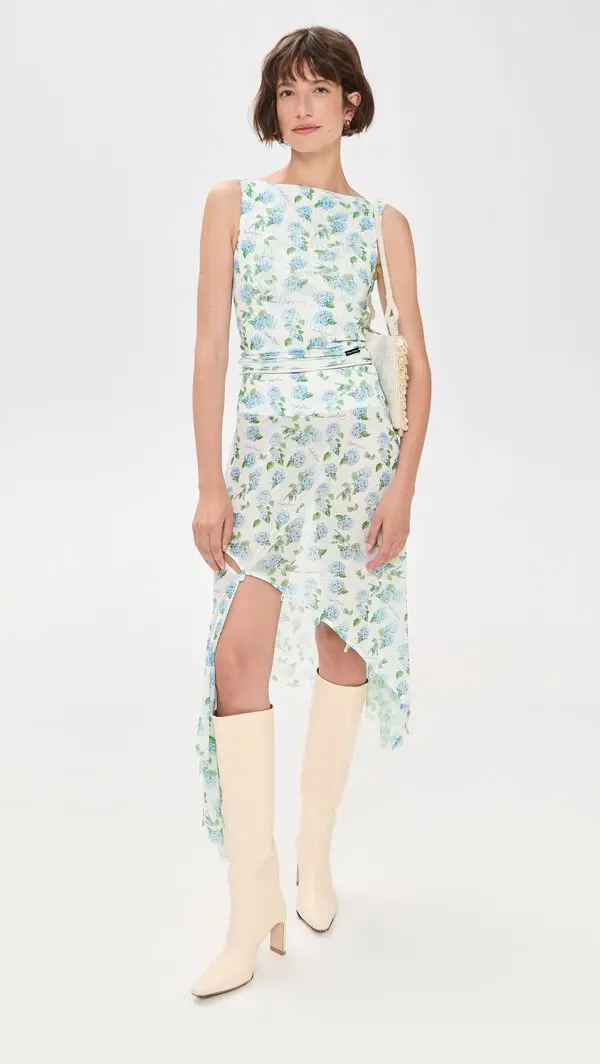 HOUSE OF SUNNY Hydrangea Double Layer Mesh Top - Soft Blue