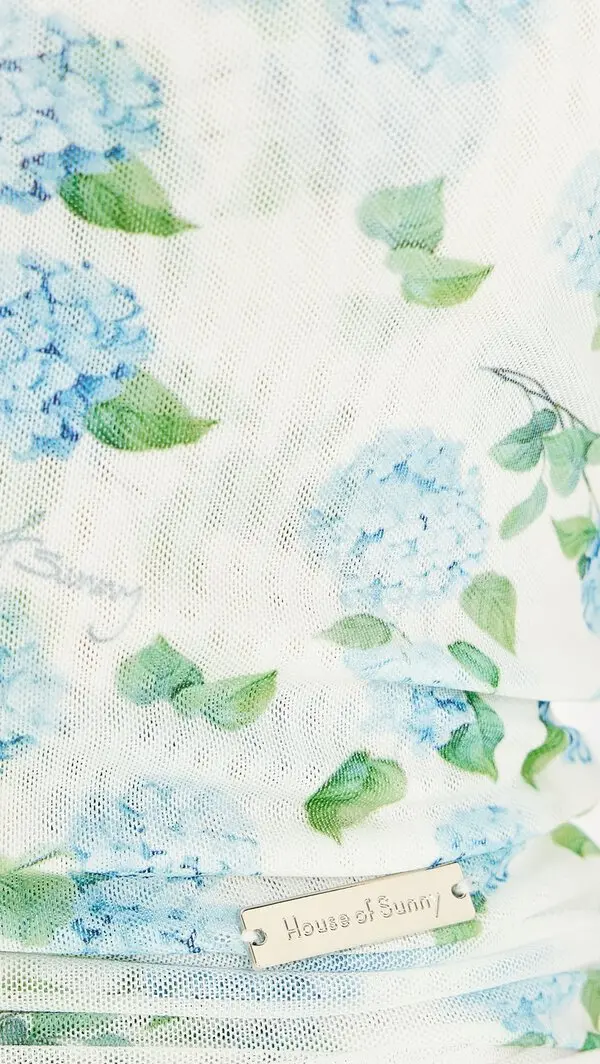 HOUSE OF SUNNY Hydrangea Double Layer Mesh Top - Soft Blue