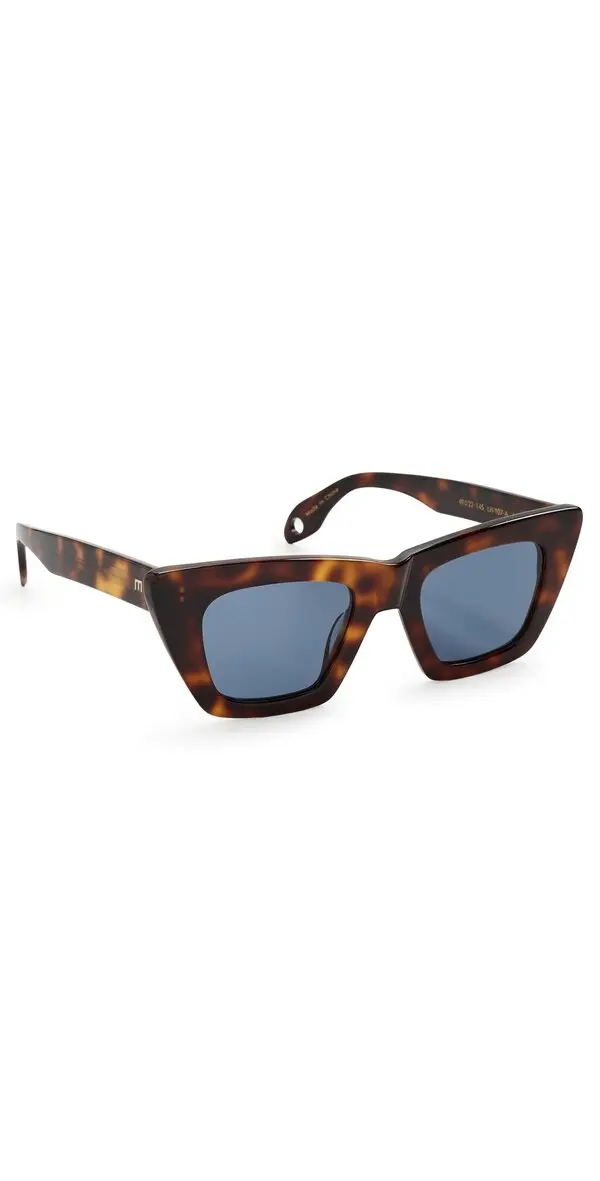 ELISA JOHNSON Lori Sunglasses - Brown Tortoise Dark Blue Lens