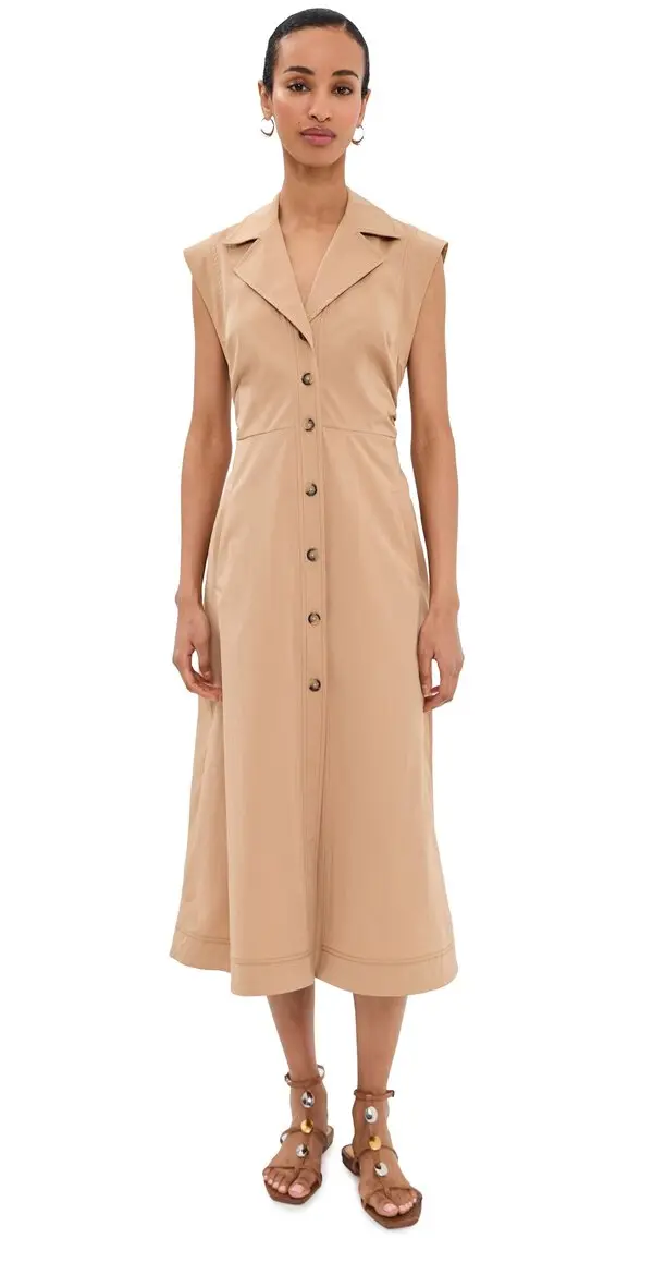 Veronica Beard Orla Midi Dress - Khaki