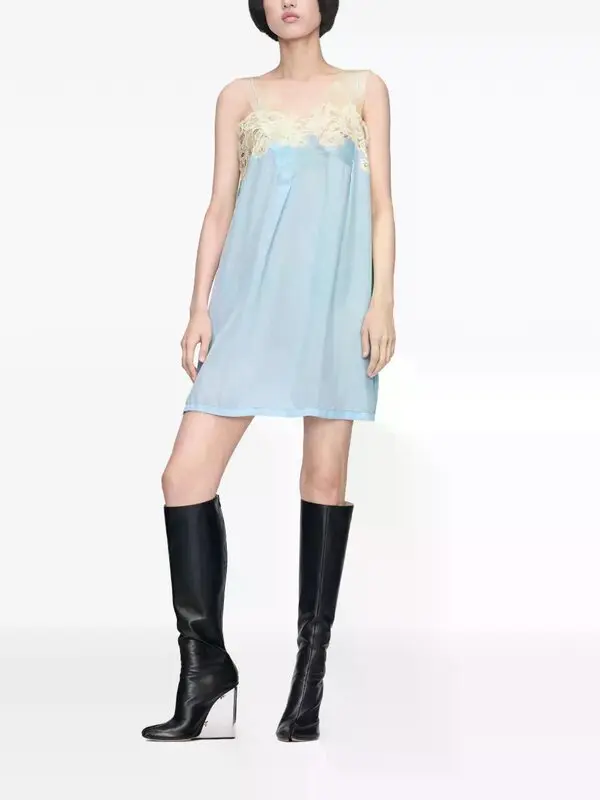 MAISON MARGIELA Lace-trim Mini Dress - Blue