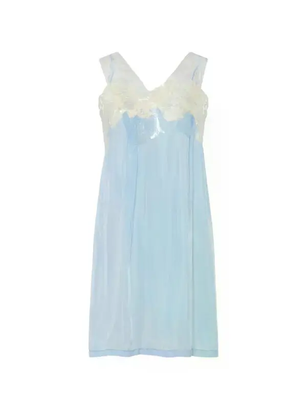 MAISON MARGIELA Lace Trim Mini Dress - Blue