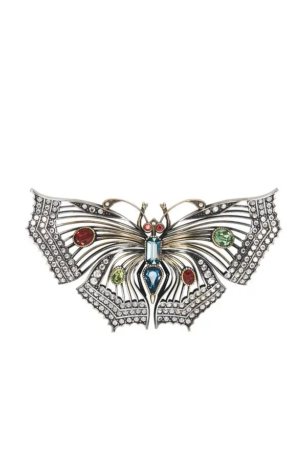 Valentino Garavani Vouloirvoler Brooch - Antique Silver  Gold Matte  & Multicolor