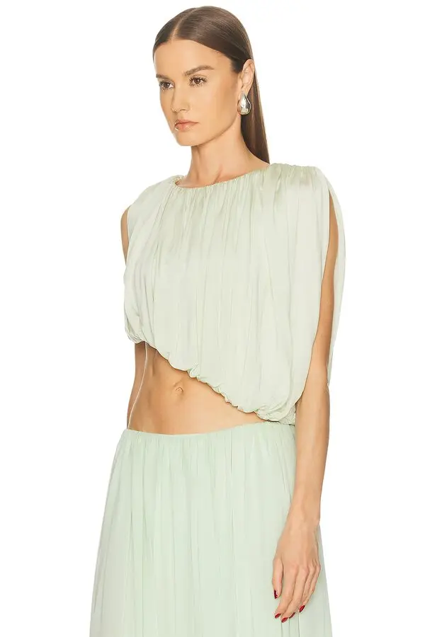 Marina Moscone Asymmetric Gathered Draped Top