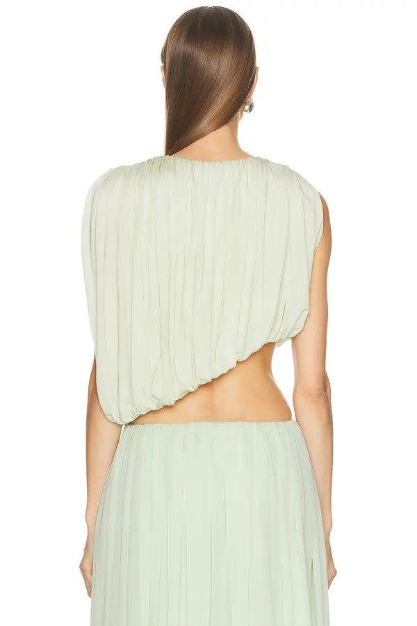 Marina Moscone Asymmetric Gathered Draped Top