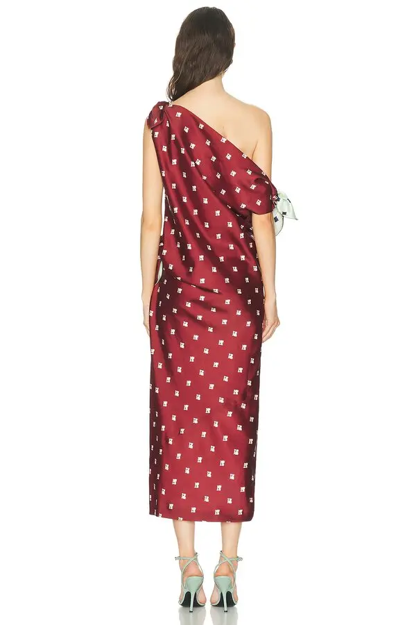 Marina Moscone Tabard Tie Dress - Rosso Levanto & Ecru Flor
