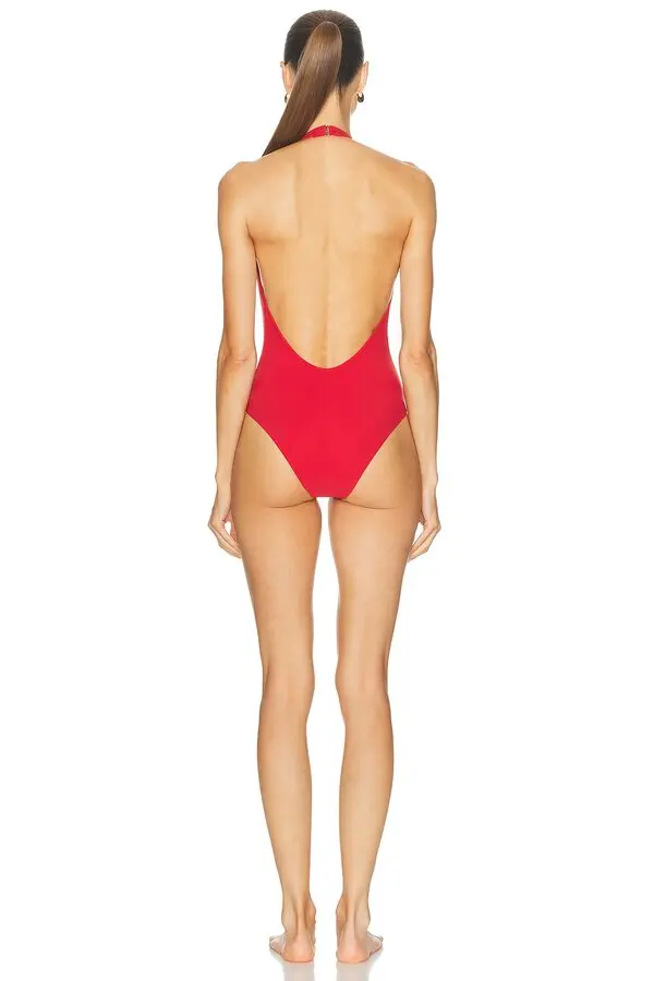 Kiki De Montparnasse Echauffe Halter Plunge One Piece Swimsuit