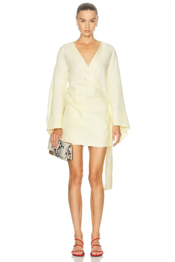 Khaite Onis Wrap Mini Dress - Natural