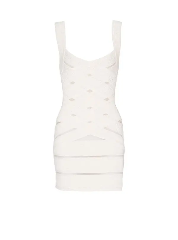 Balmain Mesh Knit Bodycon Dress - White