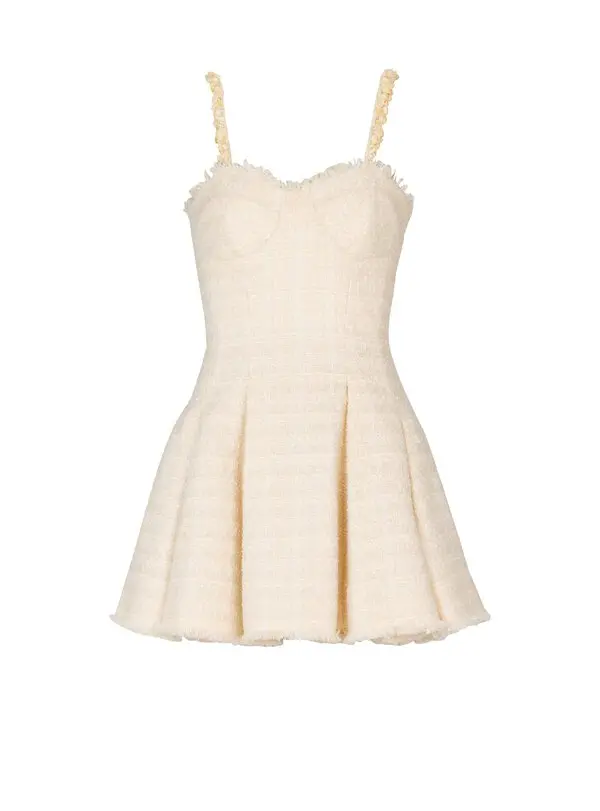 Balmain Tweed Shell Mini Dress - White