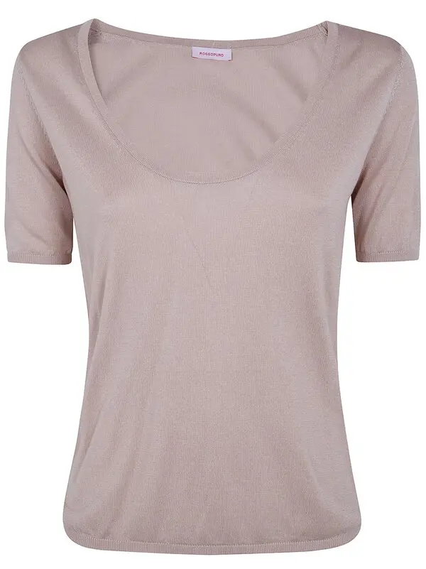 Rossopuro Short Sleeved U Neck T-shirt - Brown