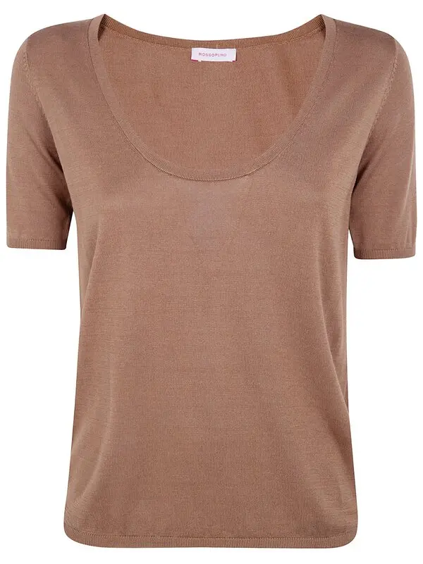 Rossopuro Short Sleeved U Neck T-shirt - Brown