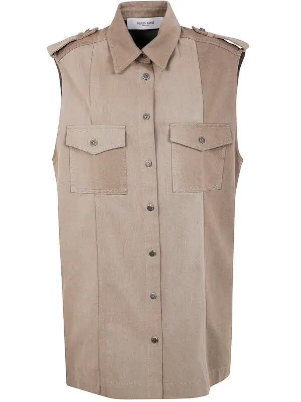 GOLDEN GOOSE Sleeveless Denim Shirt Dress - Green