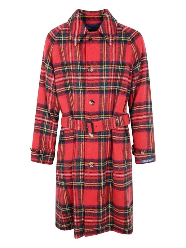 Polo Ralph Lauren Wool Plaid Top Coat - Red