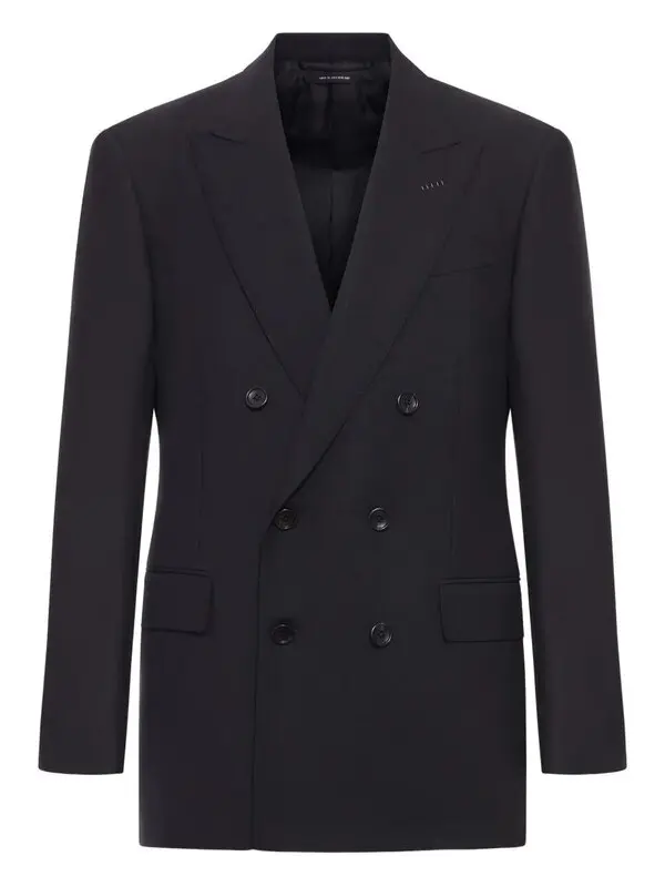 TOM FORD High Twist Broken Twill Double Breast Jacket - Black