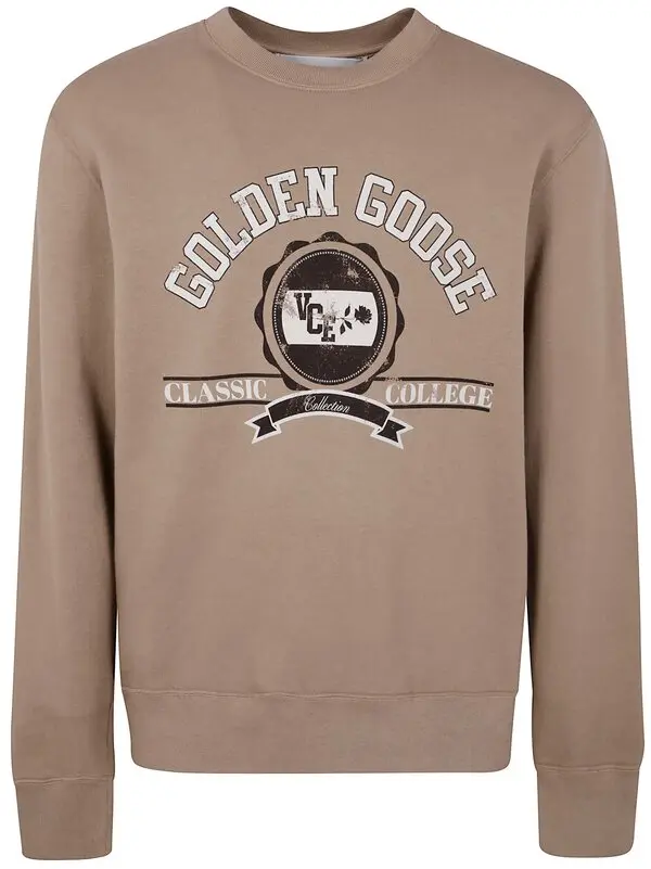 GOLDEN GOOSE Journey" `s Crew Neck Sweatshirt Dyed Cotton Fleece W - Beige