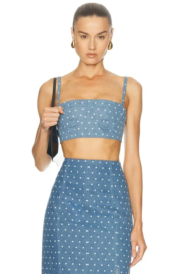 Carolina Herrera Cropped Bustier Top - Light Blue